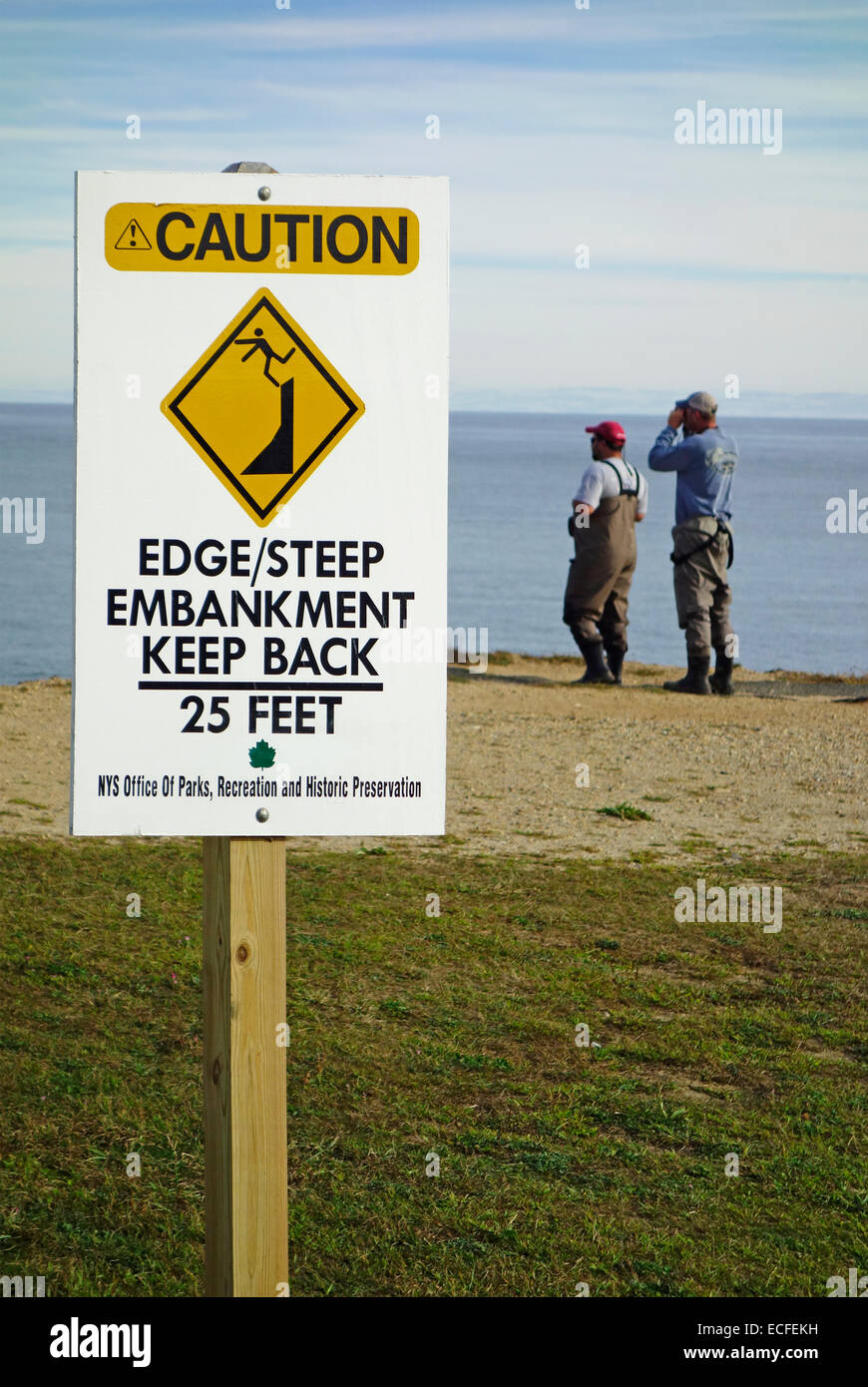danger cliff sign at camp hero state park in Montauk NY Stock Photo - Alamy