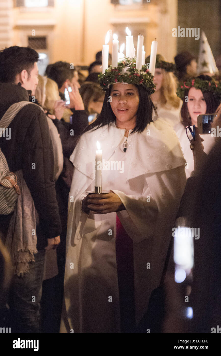 Celebrations for Swedish Saint Lucia in Rome Stock Photo - Alamy