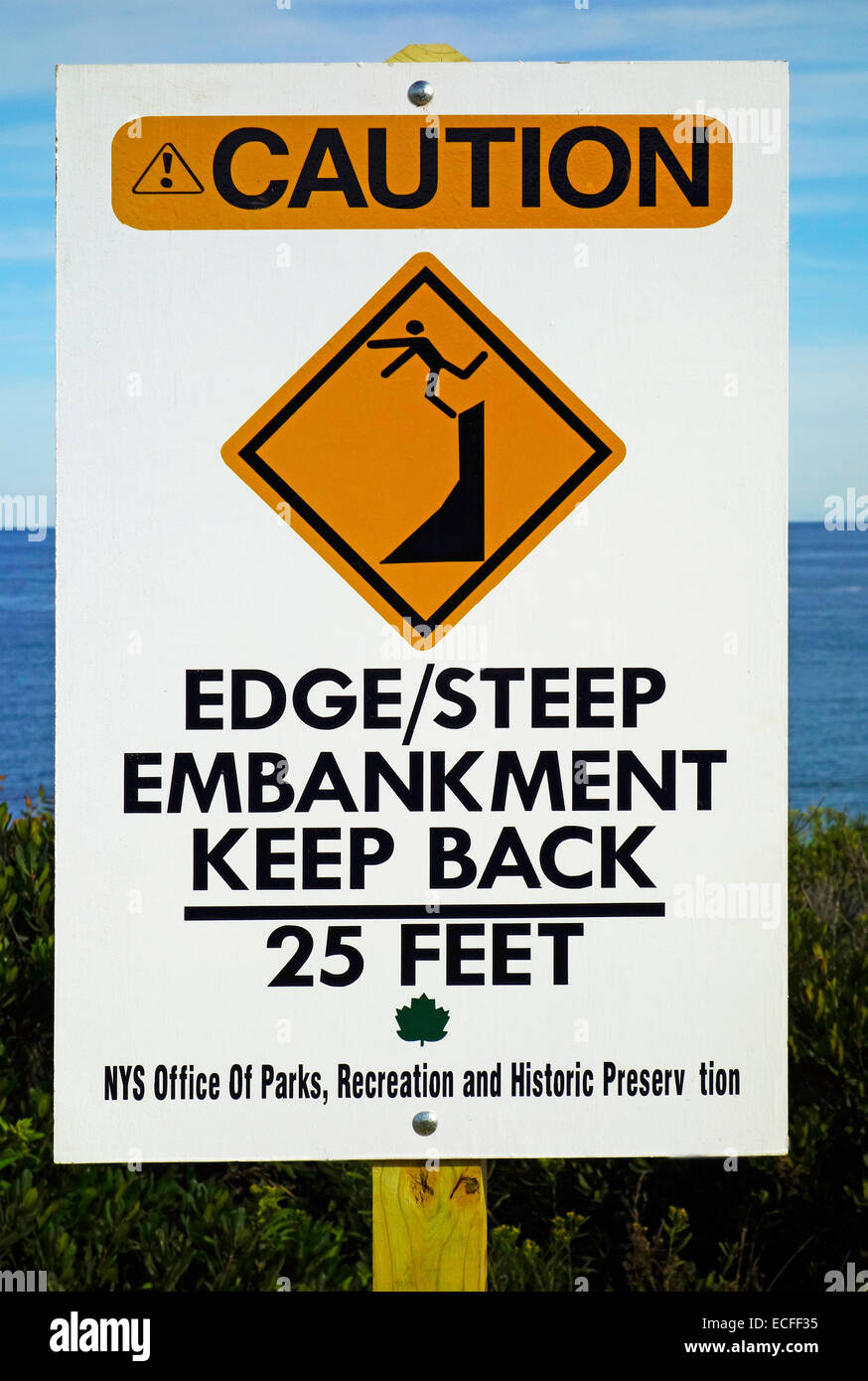 danger cliff sign at camp hero state park in Montauk NY Stock Photo - Alamy