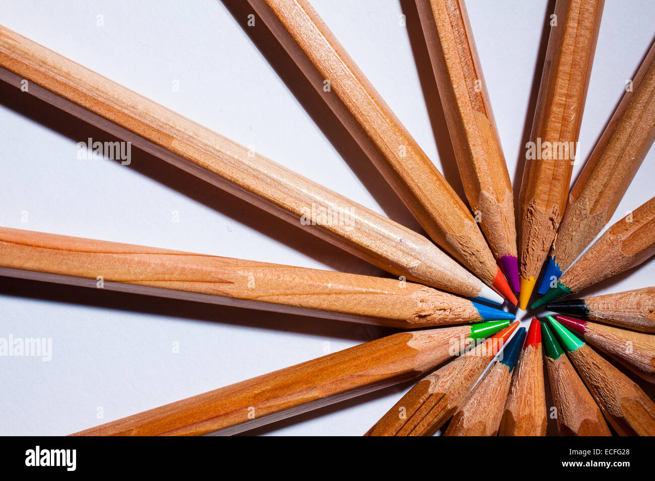 Close up of colouring pencils on a white background Stock Photo - Alamy