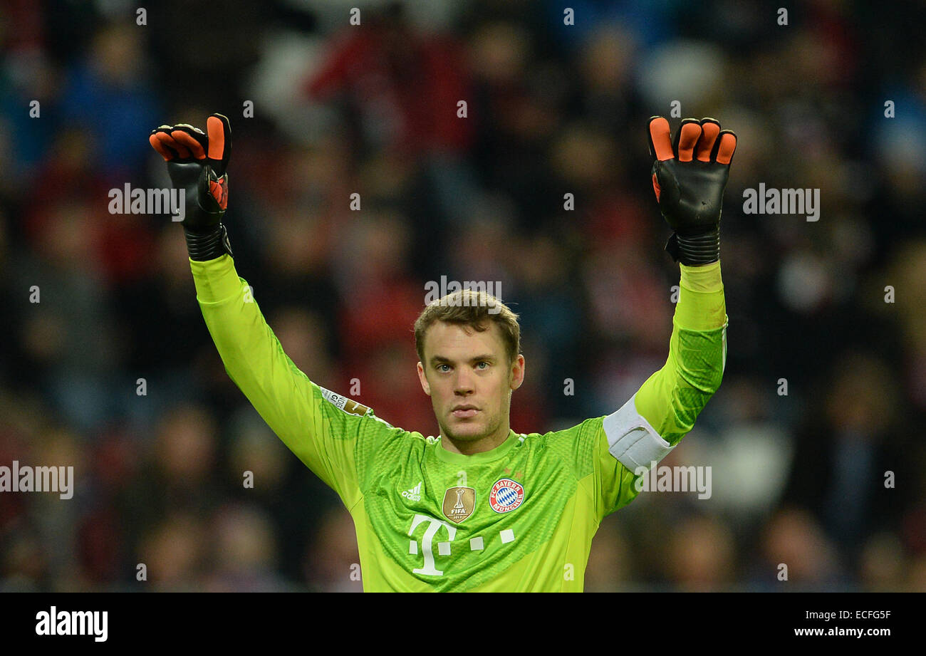 Augsburg, Germany. 13th Dec, 2014. Munich's goalkeeper Manuel Neuer ...