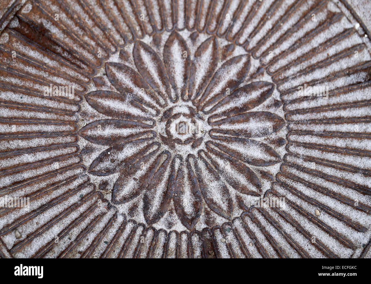 Iron manhole cover with a pattern photographed close-up Stock Photo - Alamy