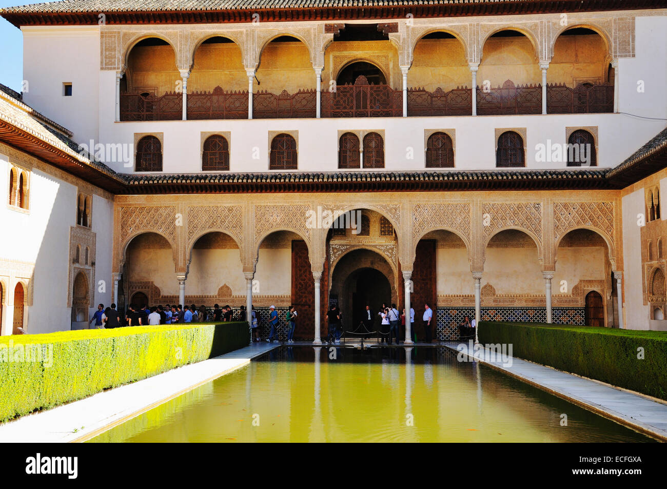 Granada, Alhambra,Palace of Comares, Courtyard of Arrayanes Stock Photo ...