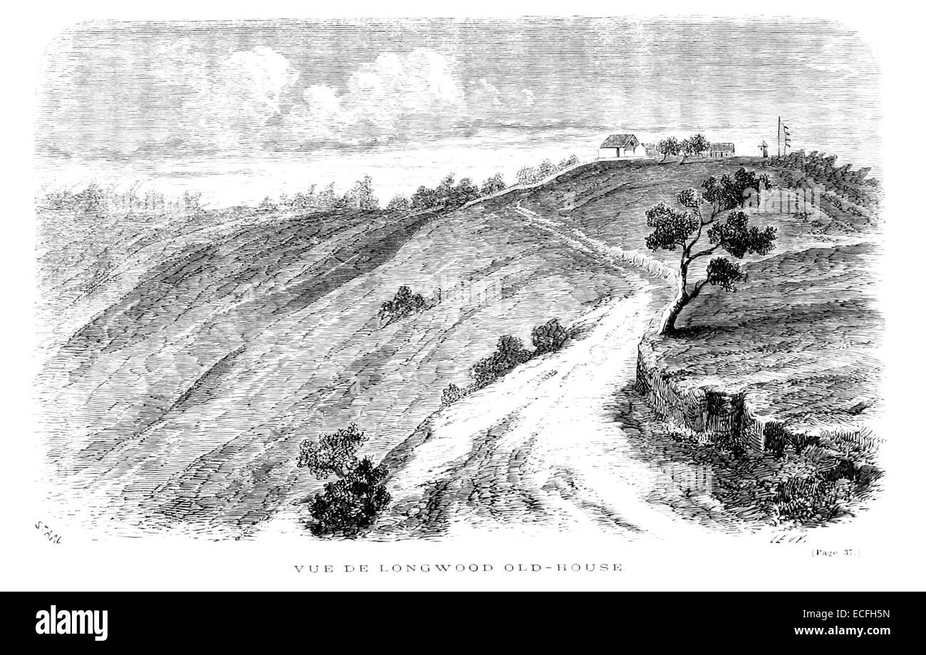 An 1862 illustration by Masselin showing Longwood Old House, the ...