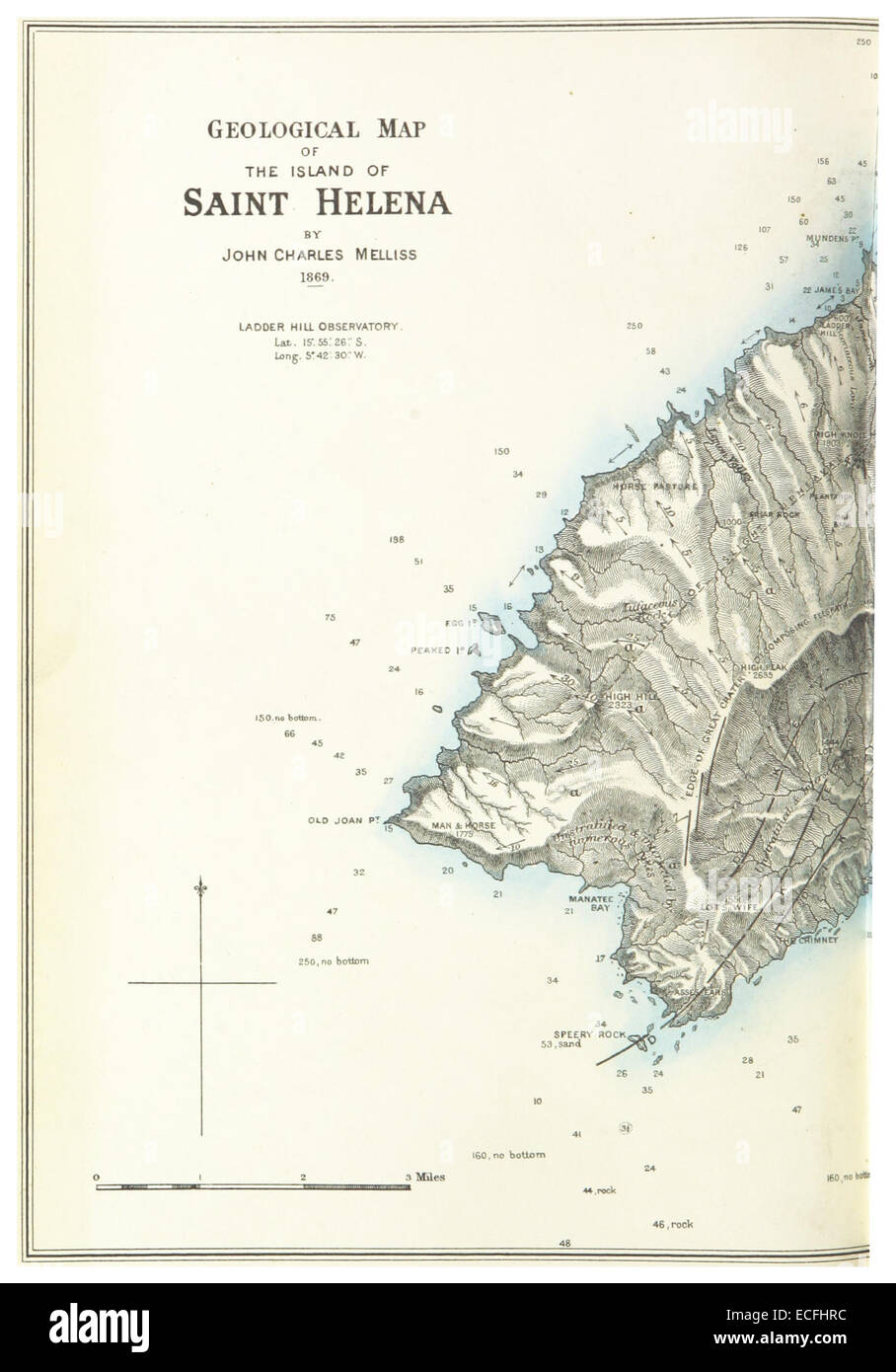 An 1875 map by Melliss depicting St. Helena Island as it appeared in ...