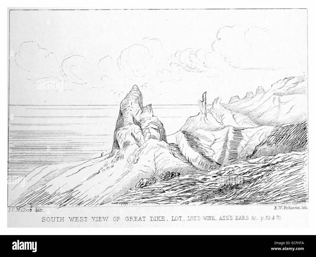 An 1875 illustration by Melliss depicting the Great Dike in Lot, with a ...