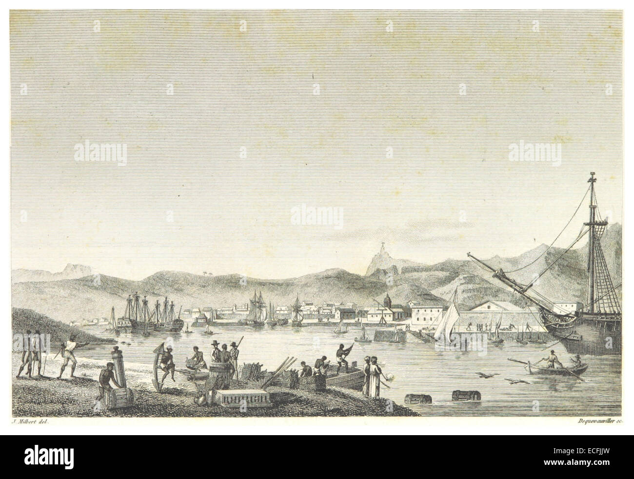 An 1812 illustration by Milbert of Port Napoléon in Île-de-France ...