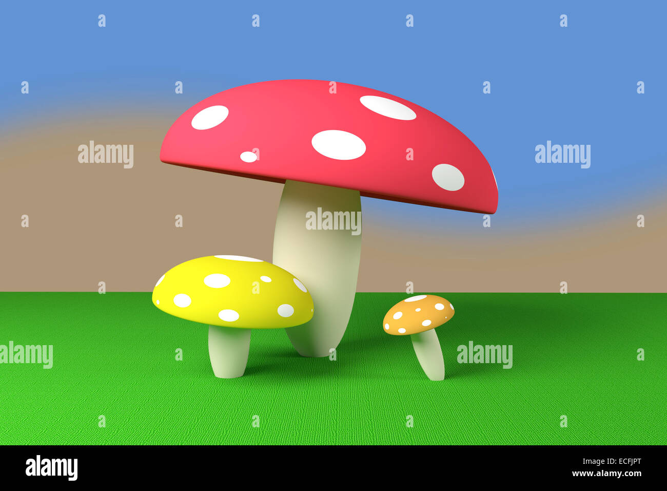 3d rendering of some mushroom cartoons Stock Photo - Alamy
