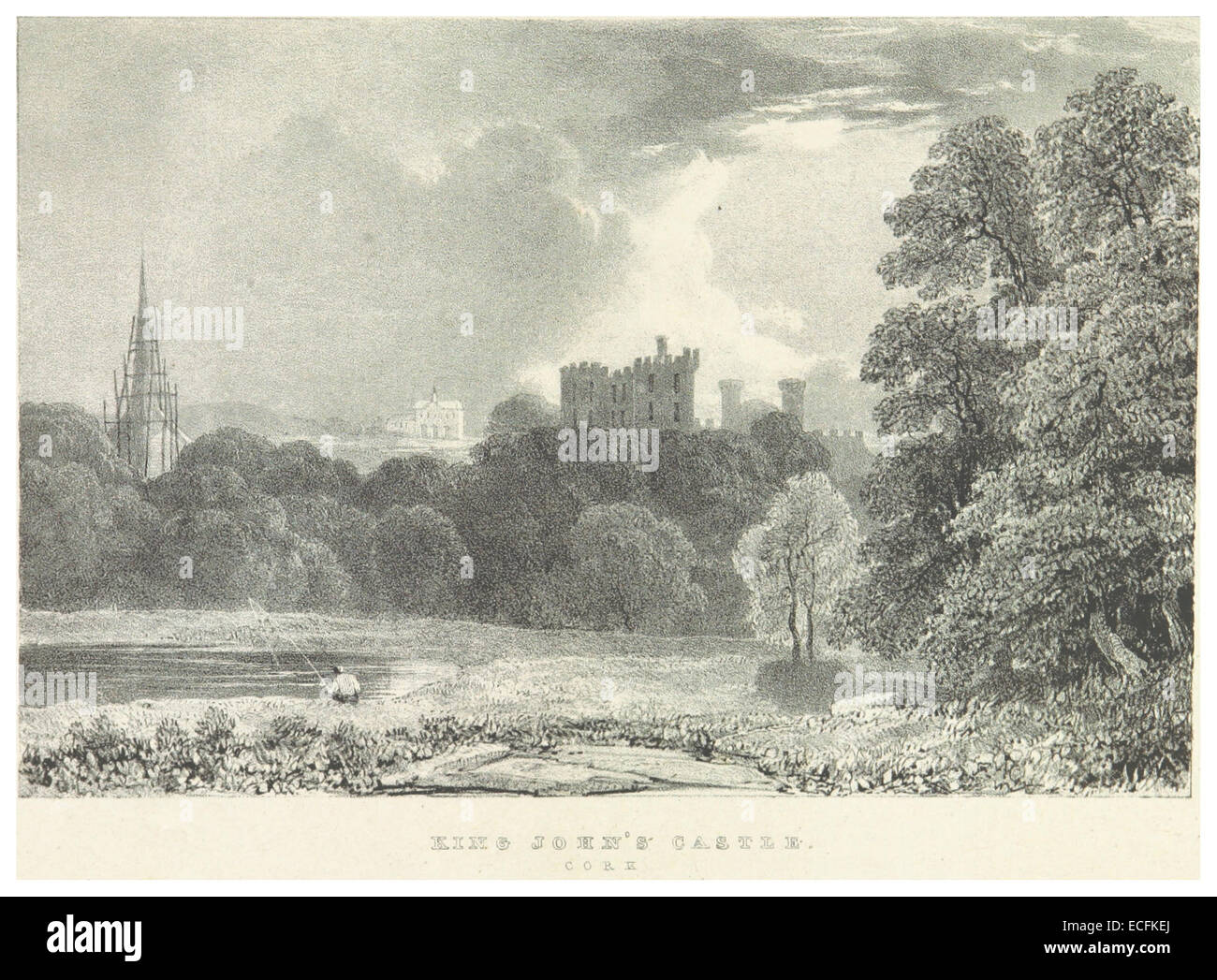 An 1830 illustration by Newenham of King John's Castle in Cork, Ireland ...