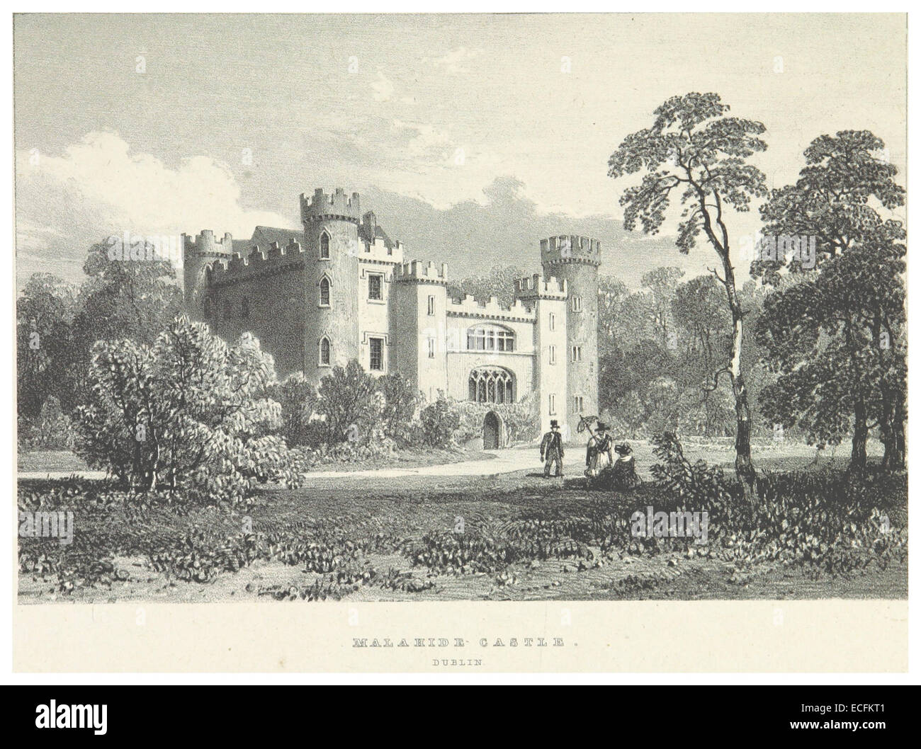 NEWENHAM(1830) p125 DUBLIN - MALAHIDE CASTLE Stock Photo - Alamy