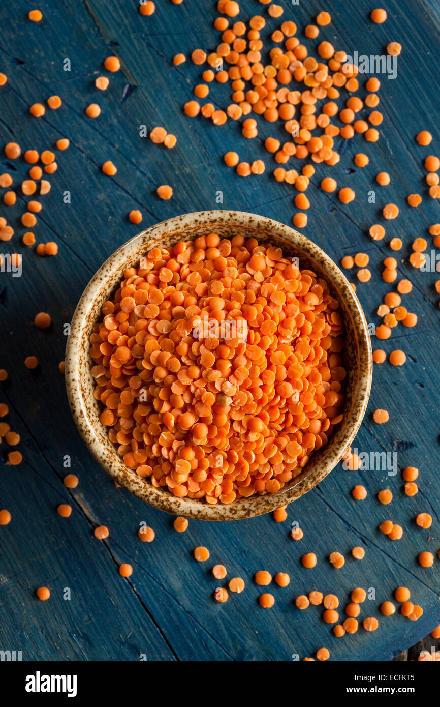 Organic Raw Red Lentils in a Bowl Stock Photo - Alamy