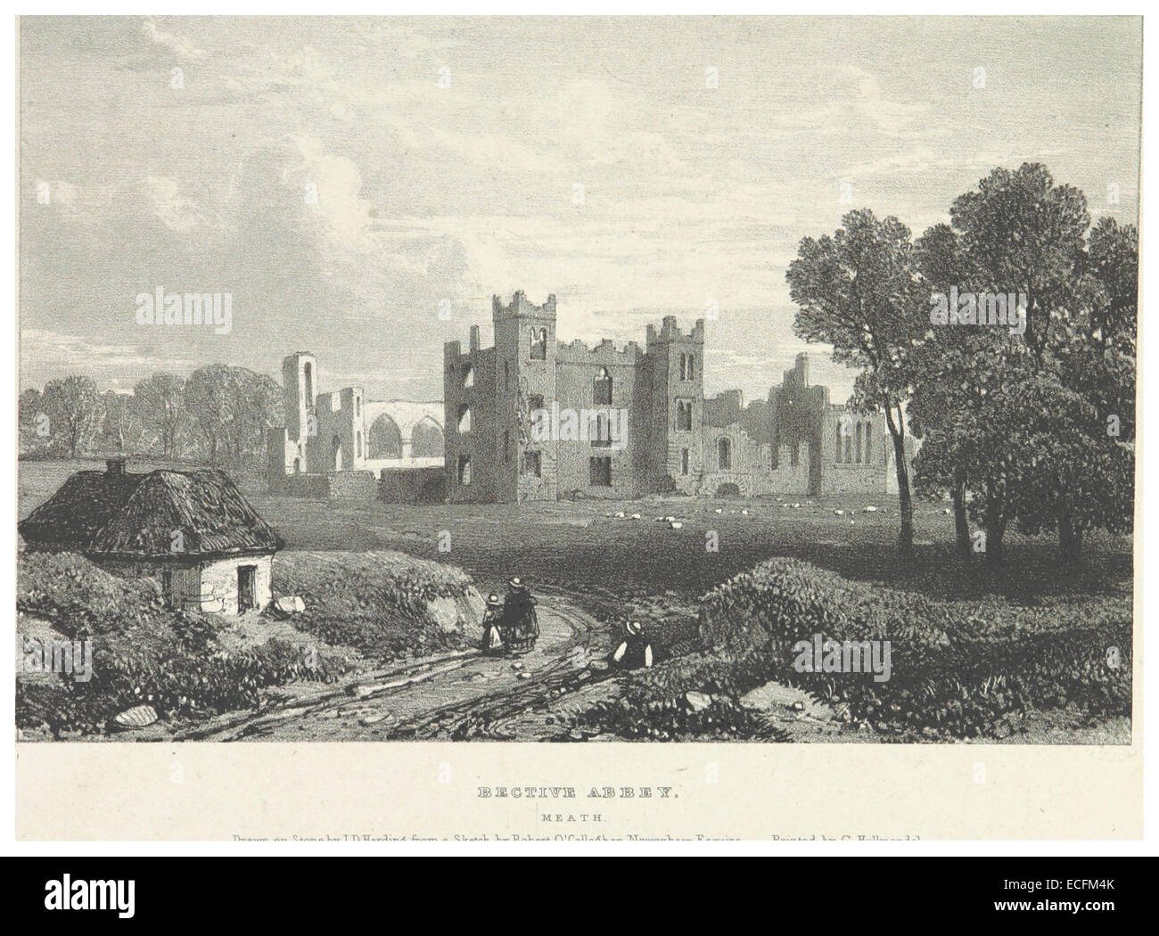 This 1830 illustration by Newenham shows Bective Abbey in Meath ...