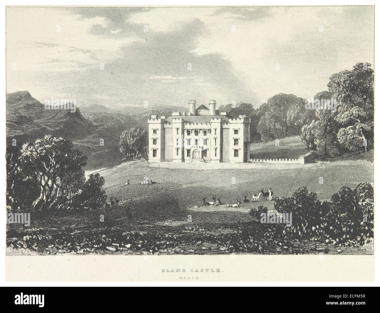 This 1830 illustration by Newenham showcases Slane Castle in County ...