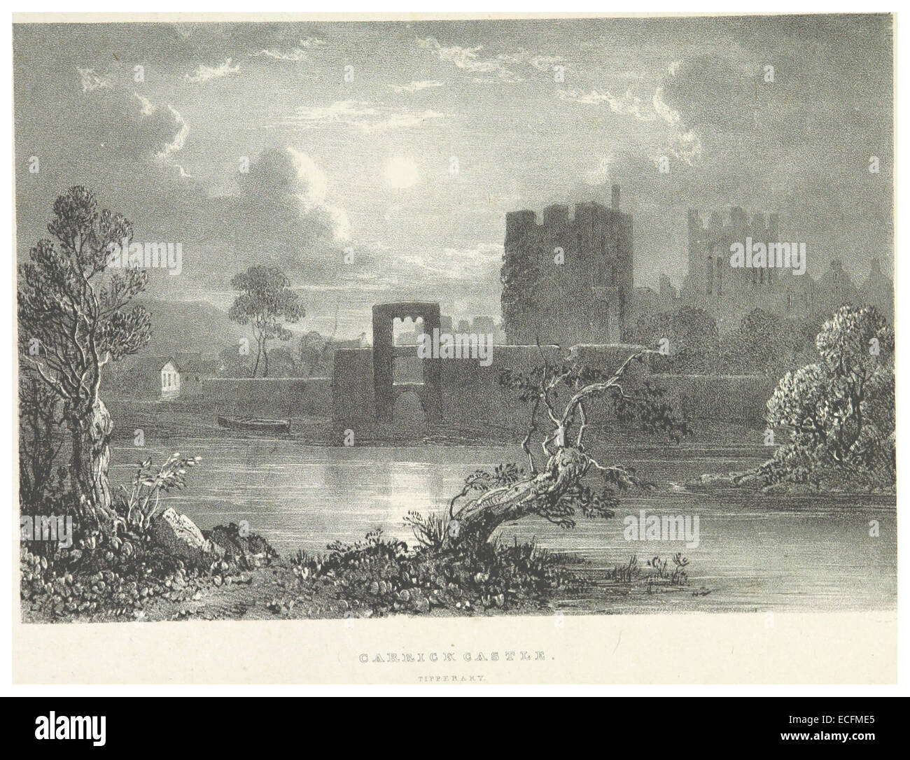 An 1830 illustration by Newenham depicting Carrick Castle in Tipperary ...