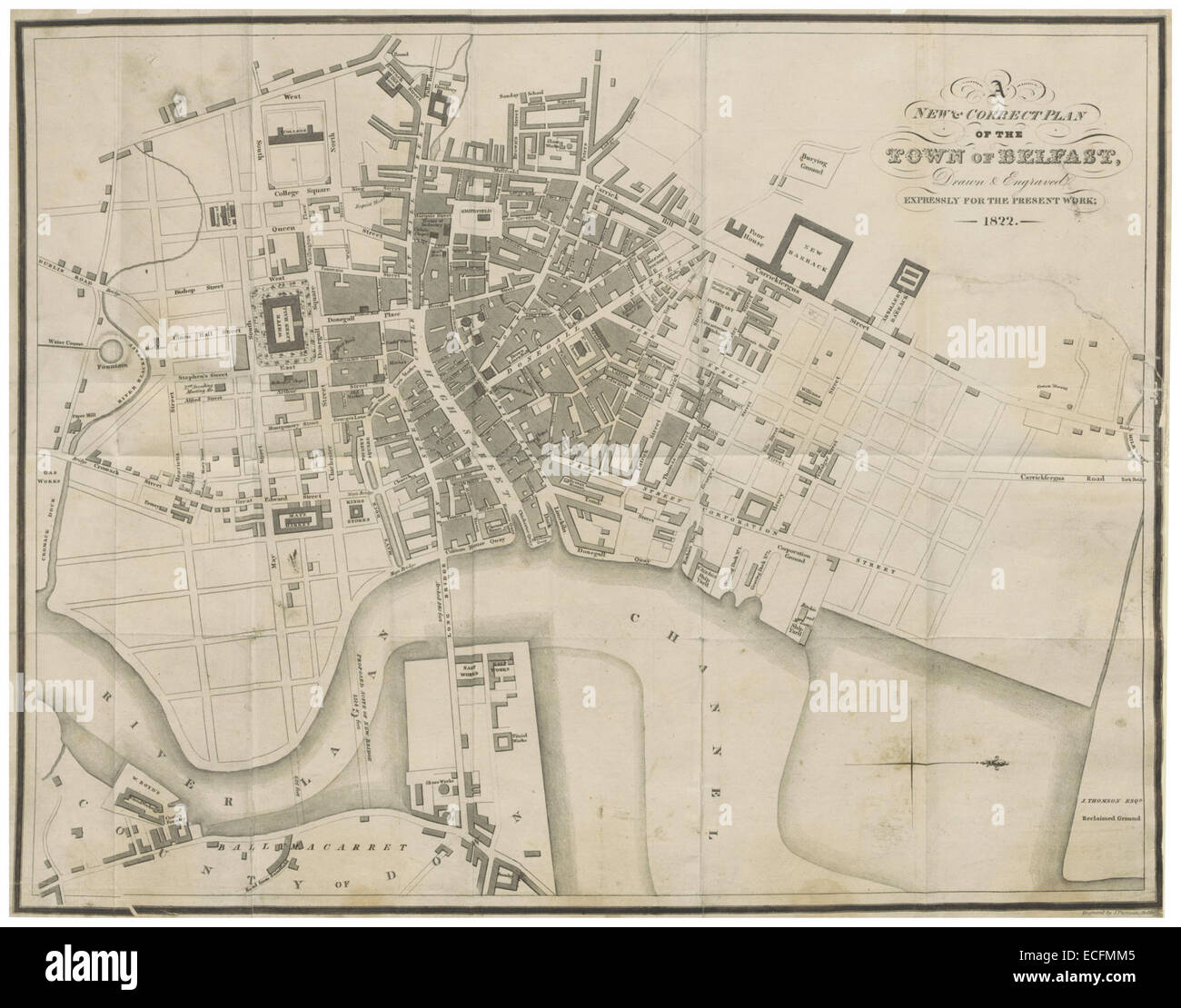 NEW CORRECT PLAN OF THE TOWN OF BELFAST (1822 Stock Photo - Alamy