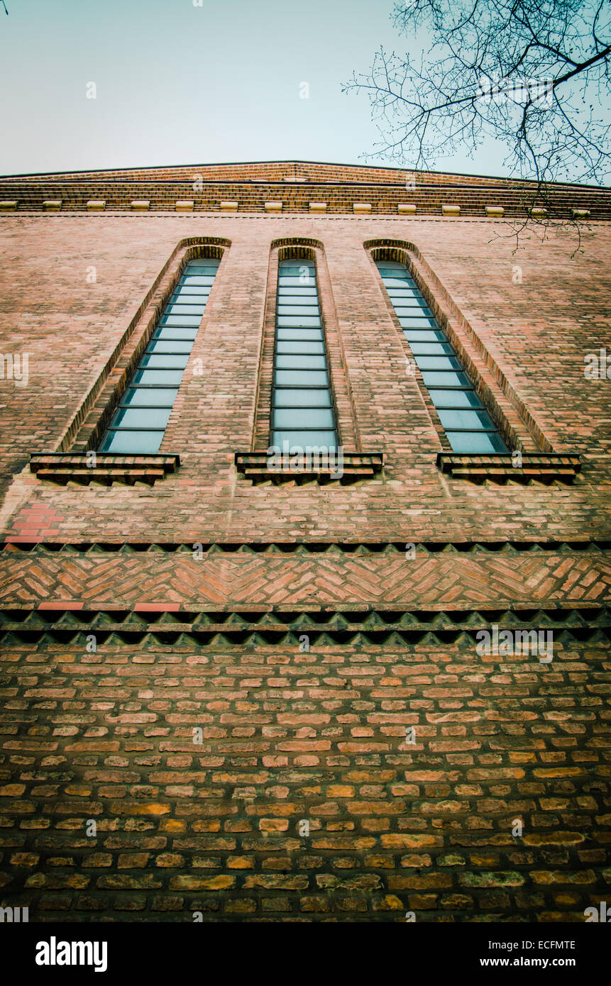 Red Brick Church Tower Windows Stock Photo - Alamy