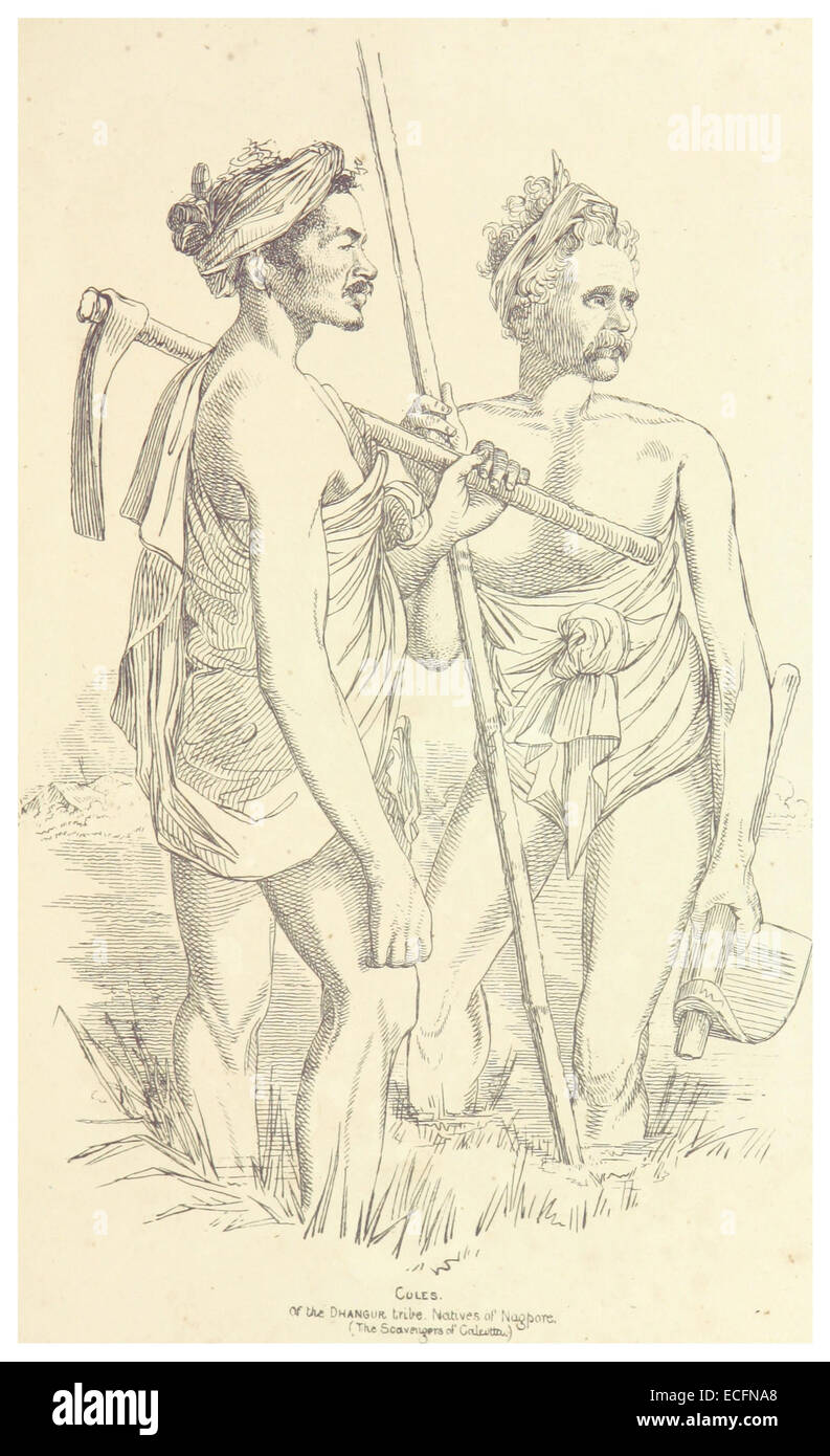 An 19th-century illustration depicting the Coles of the Dhangur tribe ...