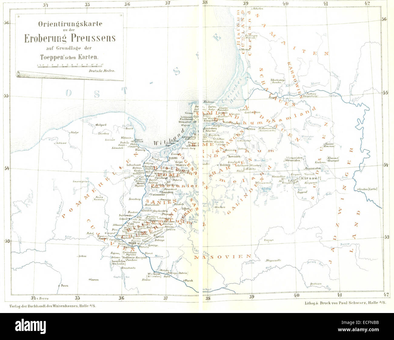 A map illustrating the conquest of Prussia by the Germans. This ...