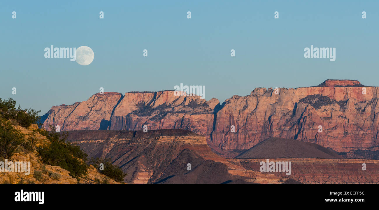 beautiful full moon rising over the mountains of southwestern Utah ...