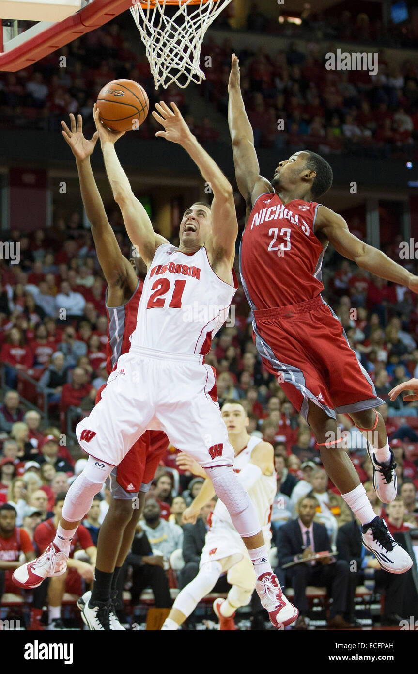 December 13, 2014: Wisconsin Badgers guard Josh Gasser #21 scores and ...