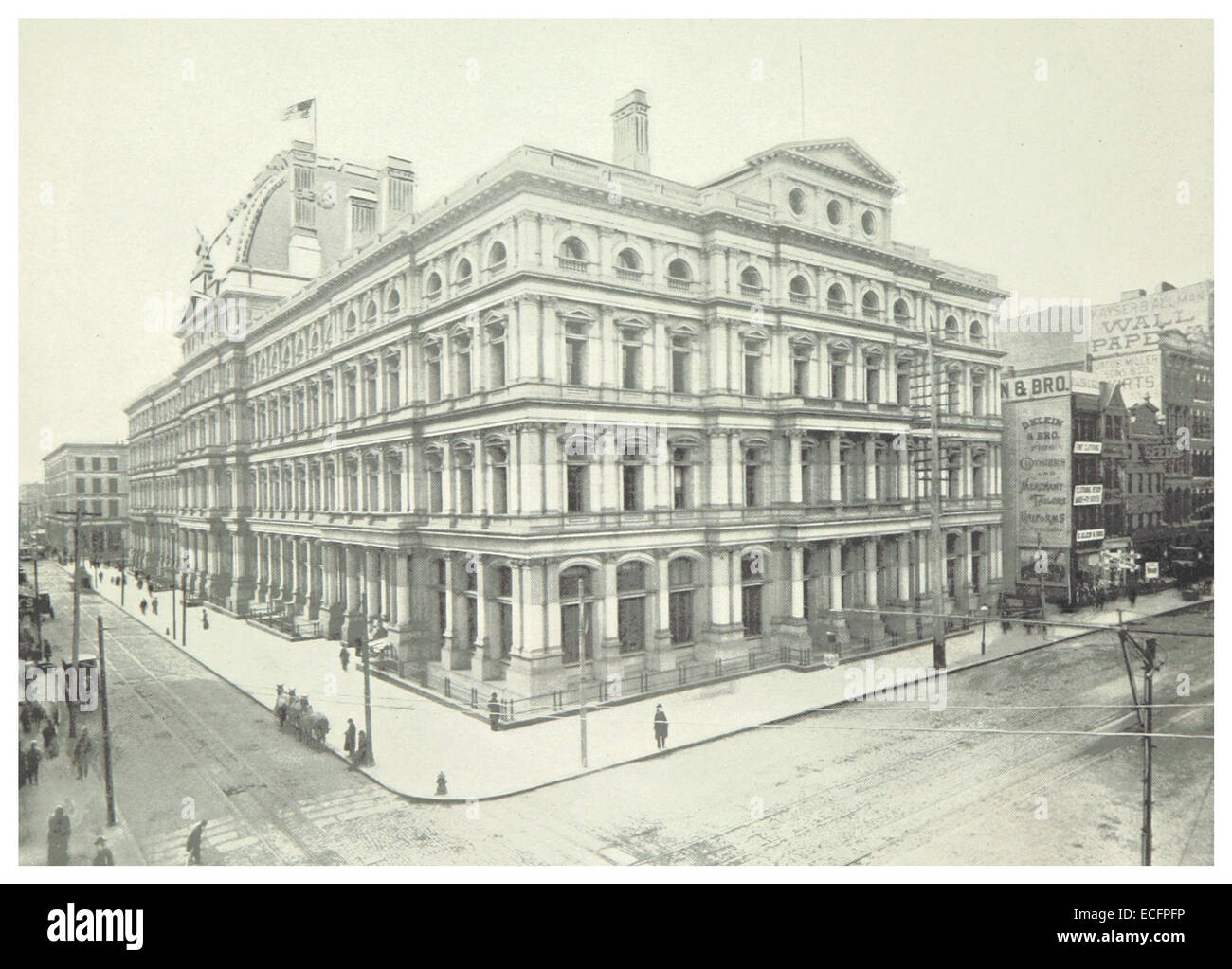 An 1897 illustration of a post-office building, capturing the ...