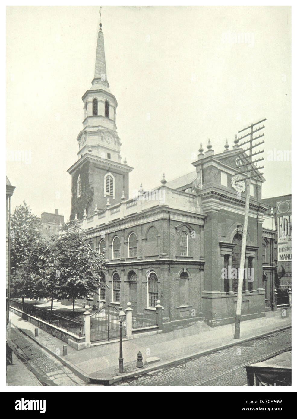 An 1897 illustration of Christ Church, built in 1727, showcasing its ...