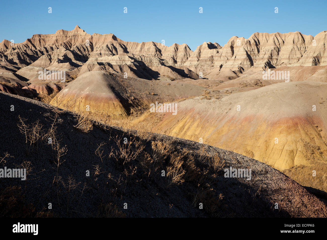 Colorful badlands in Badlands National Park, South Dakota Stock Photo ...