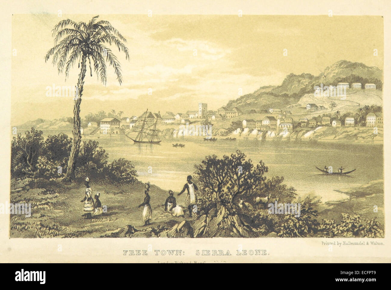 This 1850 illustration of Free Town depicts a historical scene in the ...