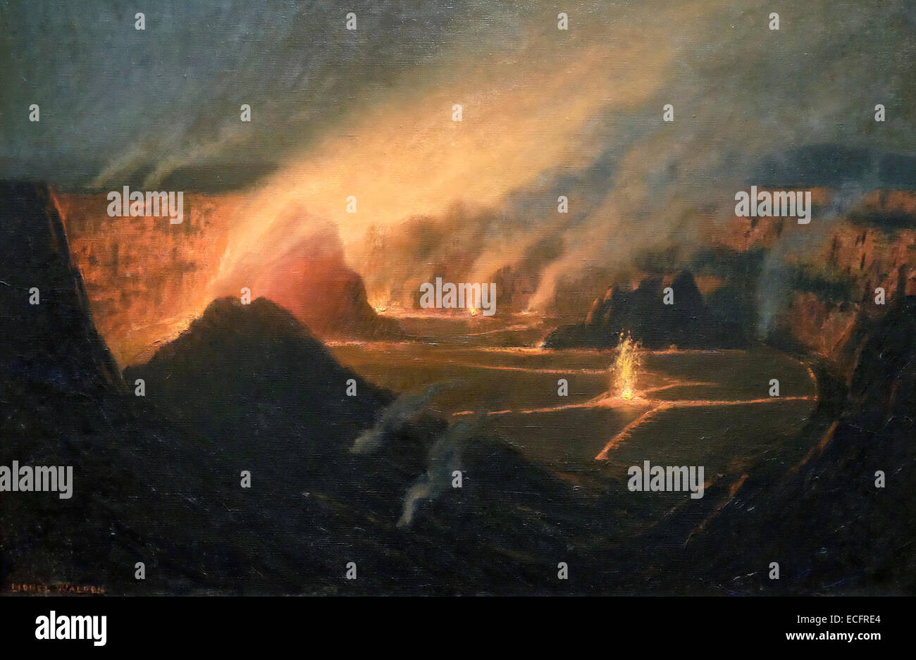 'Volcano', oil on canvas, c. 1880s, Lionel Walden Stock Photo - Alamy