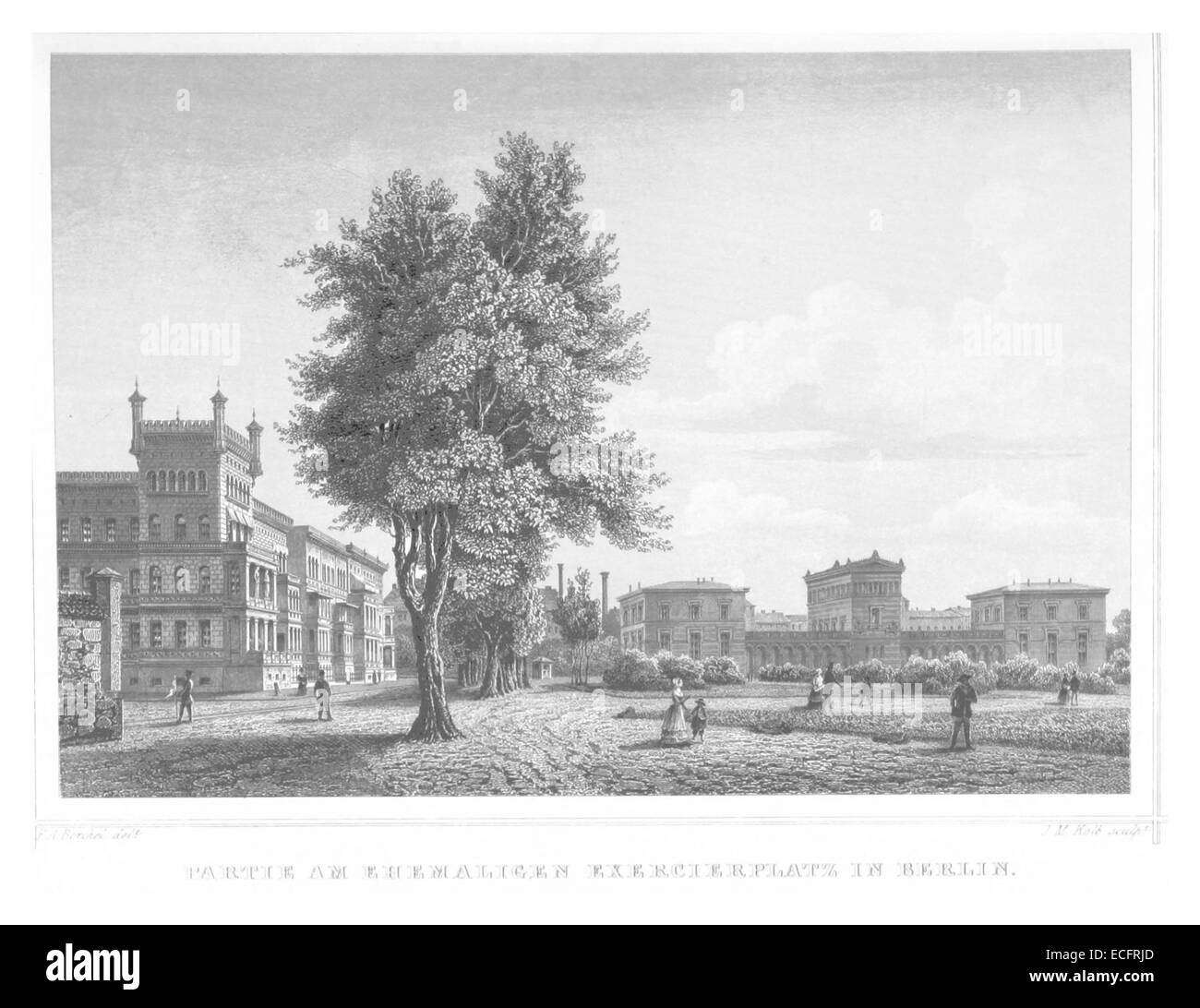 An 1852 map and illustration of Berlin, specifically depicting the ...