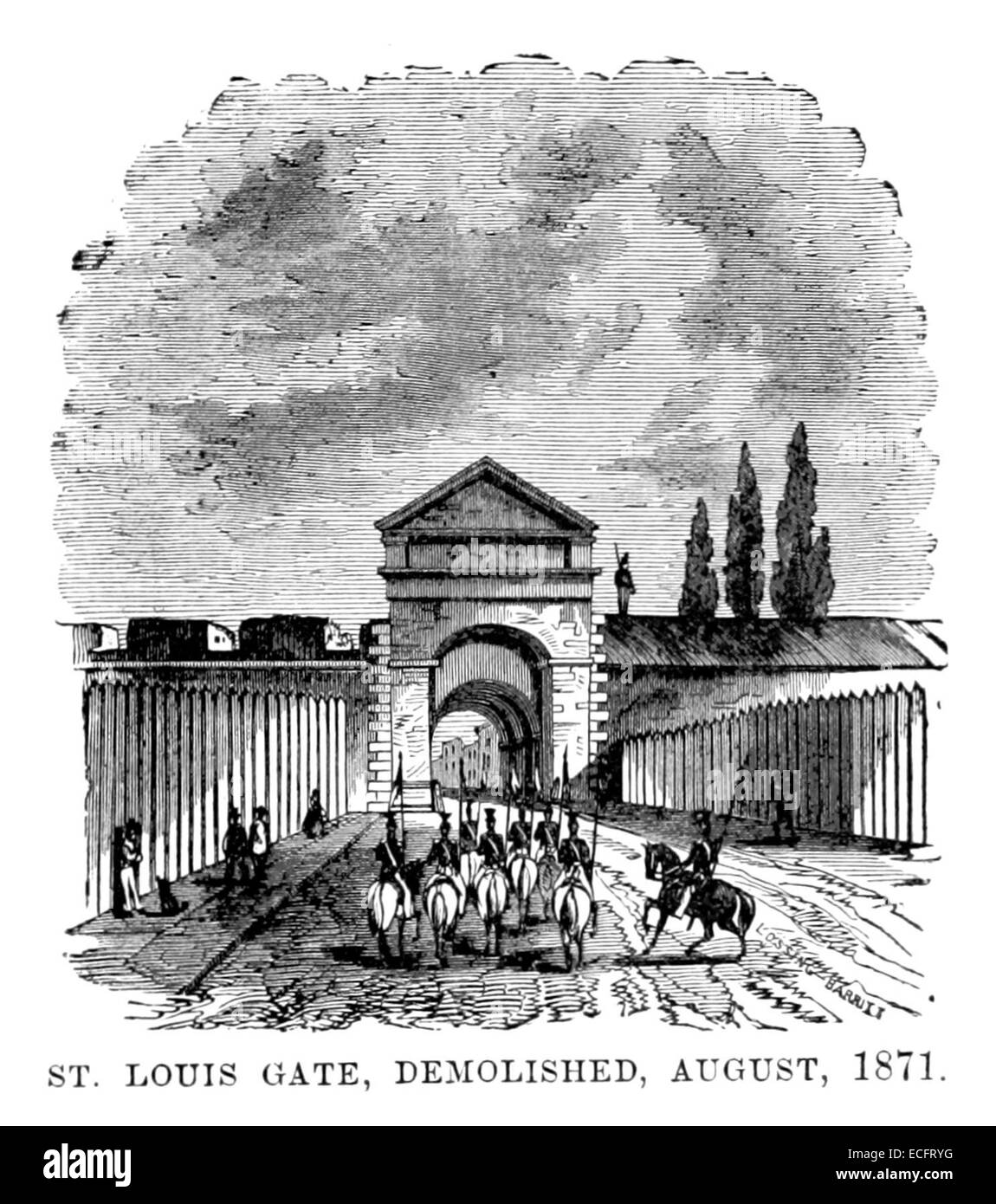 This 1876 illustration of the St. Louis Gate in Quebec City highlights ...