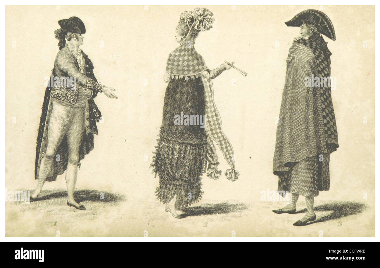 The depiction of upper-class costumes from Madrid, as featured in ...