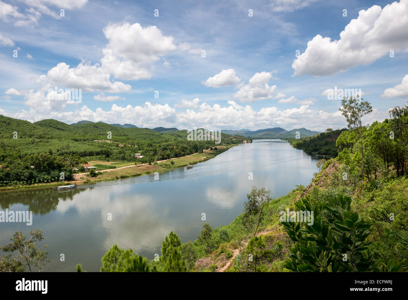 Perfume river under bright sky, Hue Stock Photo - Alamy