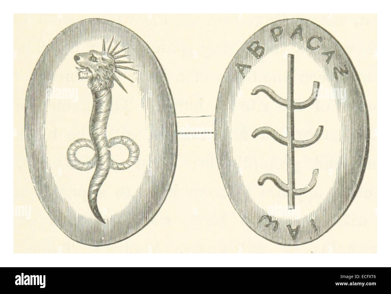 An illustration from Smyth's 1851 work depicting Abraxas, a figure in ...