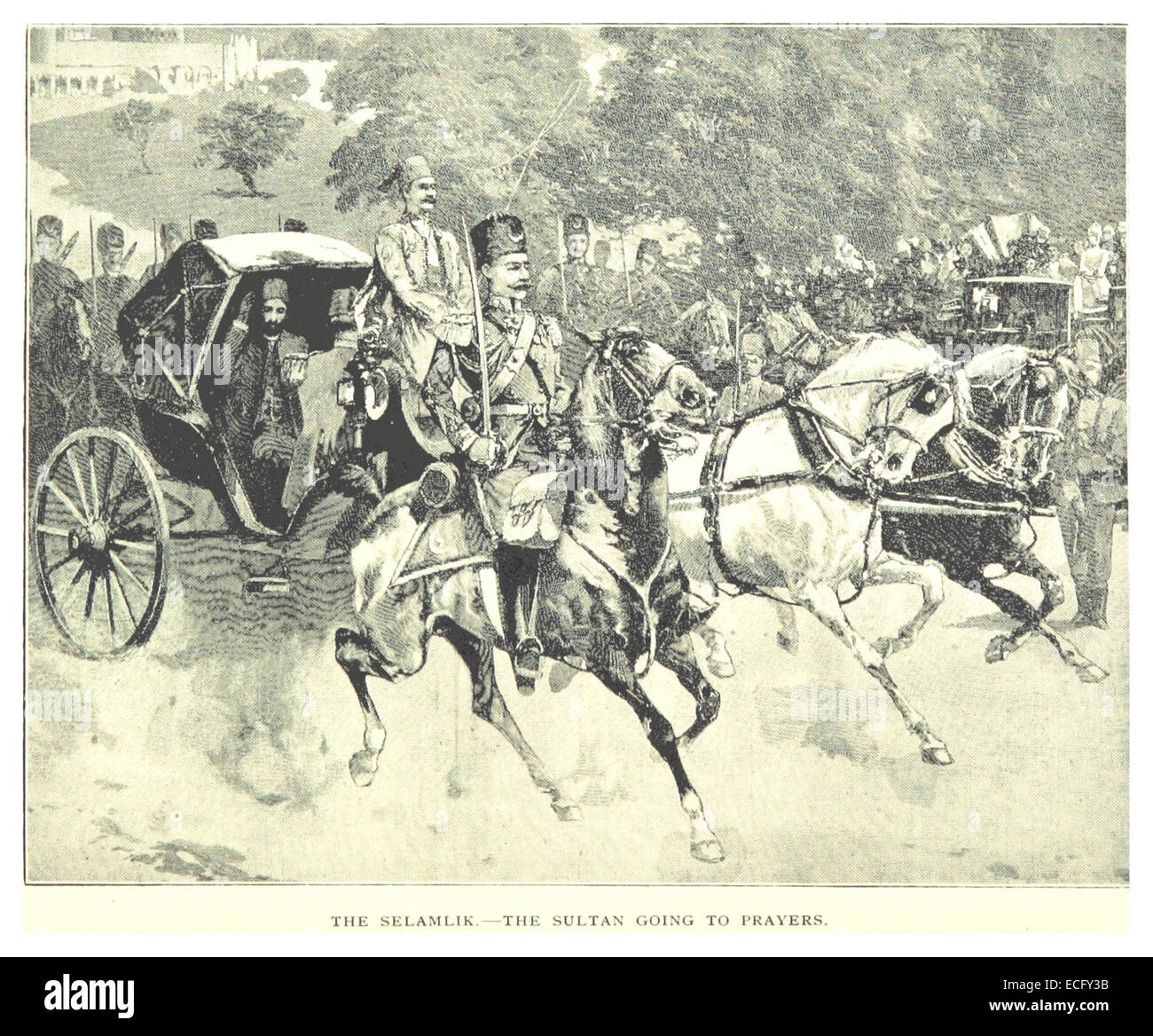 A 1895 illustration by Spry depicting the Sultan on his way to prayers ...