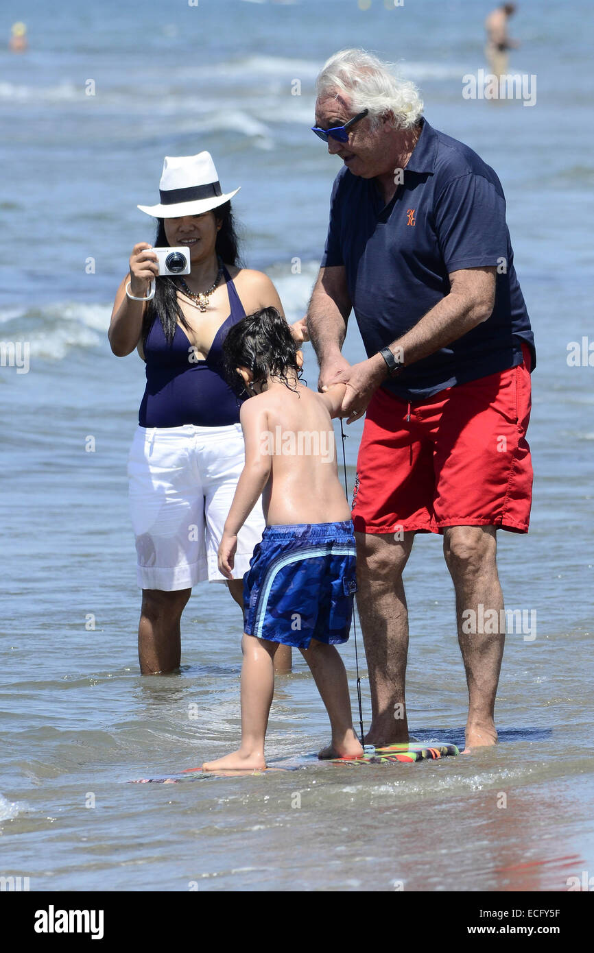 Flavio Briatore and his wife Elisabetta Gregoraci take their son Falco ...