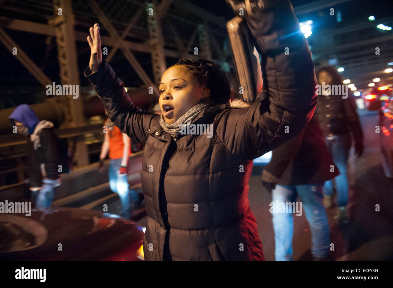 New York, New York, USA. 13th Dec, 2014. Protestors stopped traffic in ...
