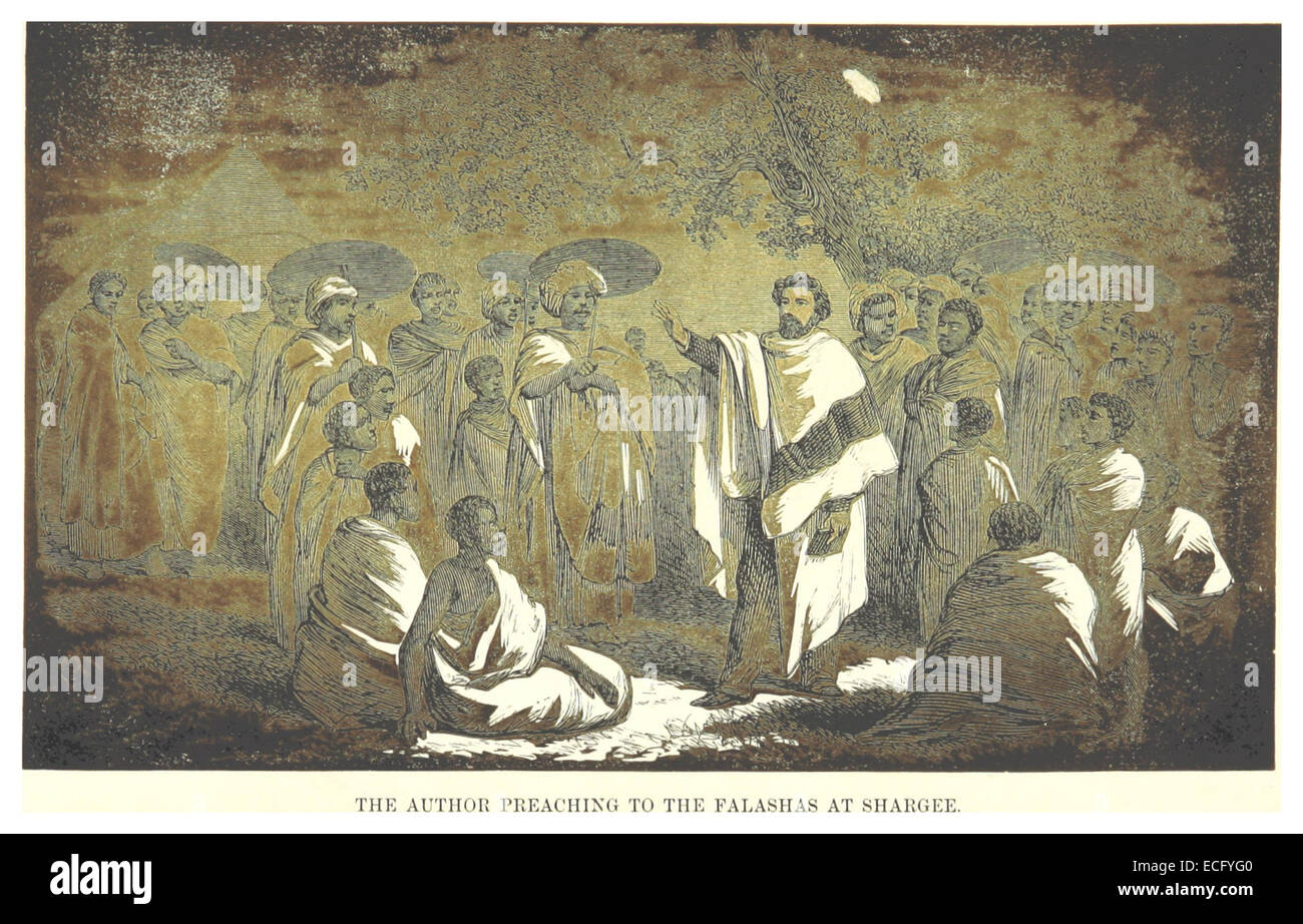 An 1862 illustration showing the author preaching to the Falashas at ...