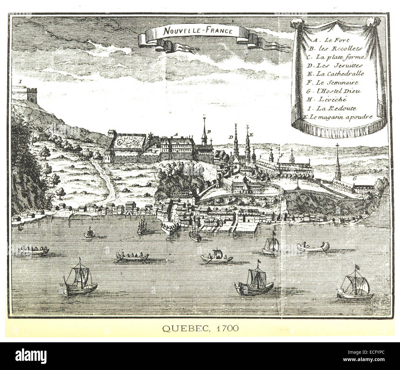 An 1882 historical illustration from Sulte's work, showing Quebec as it ...