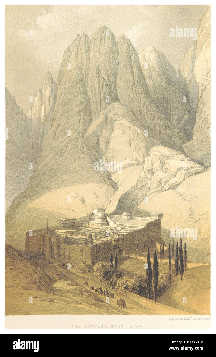 This 1855 illustration by Tobin depicts the Convent of Mount Sinai, a ...