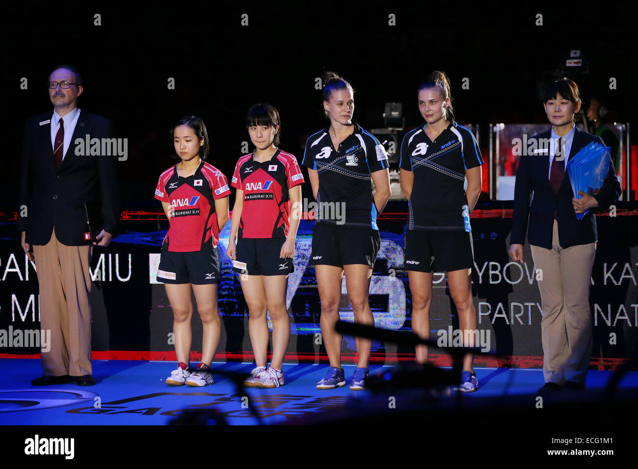 (L to R) Mima Ito, Miu Hirano (JPN), Natalia Partyka, Katarzyna ...