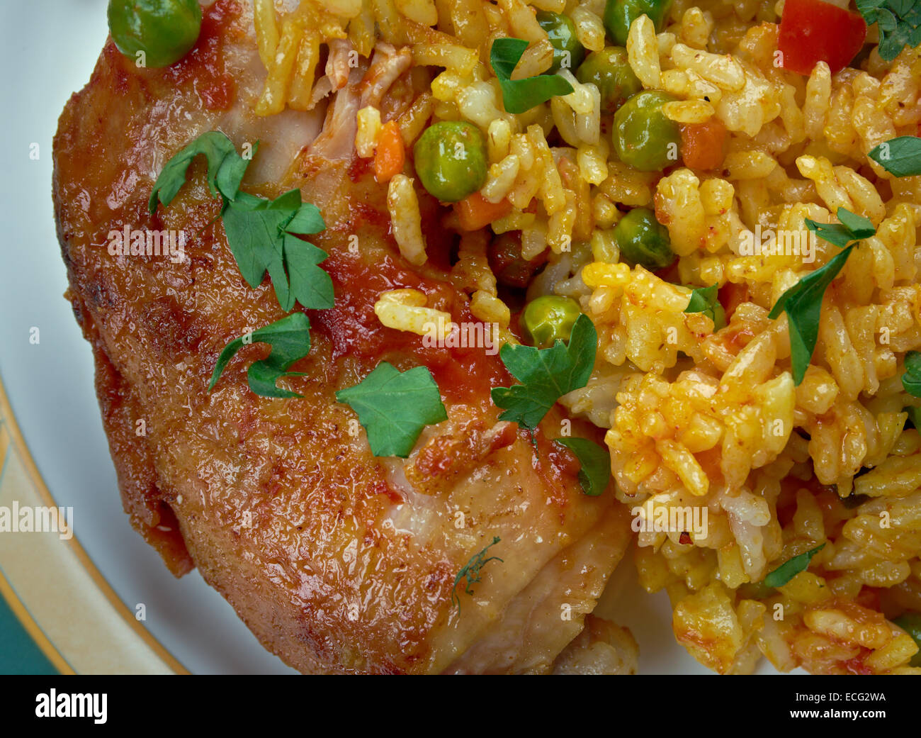 Galinhada - stew chicken, typical Brazilian dish. rice made with ...
