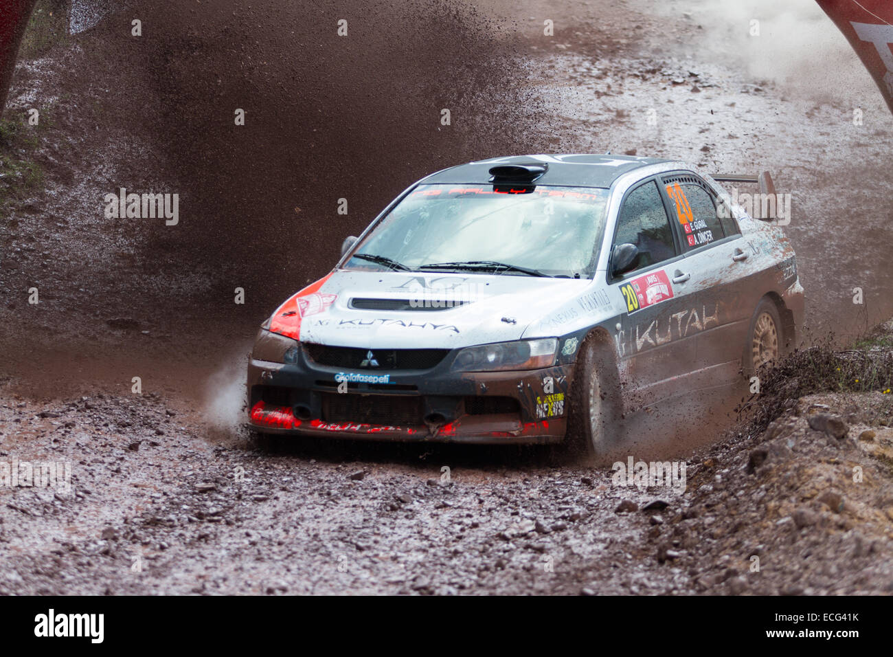 ISTANBUL, TURKEY - AUGUST 17, 2014: Erkan Gural drives Mitsubishi ...