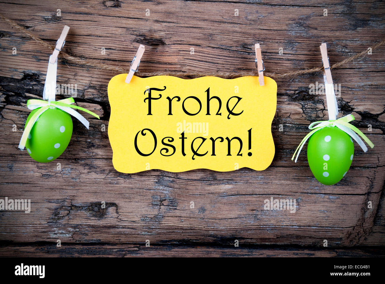 Yellow Easter Label With German Text Frohe Ostern Which Means Happy ...