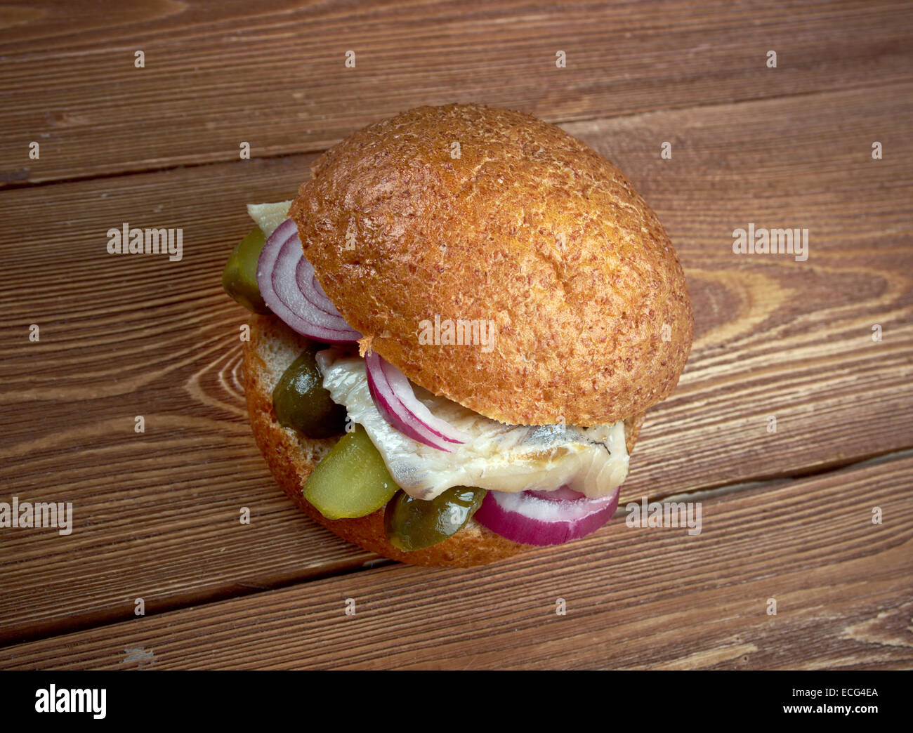 Fischbrotchen - sandwich made with fish and onions.eaten in Northern ...
