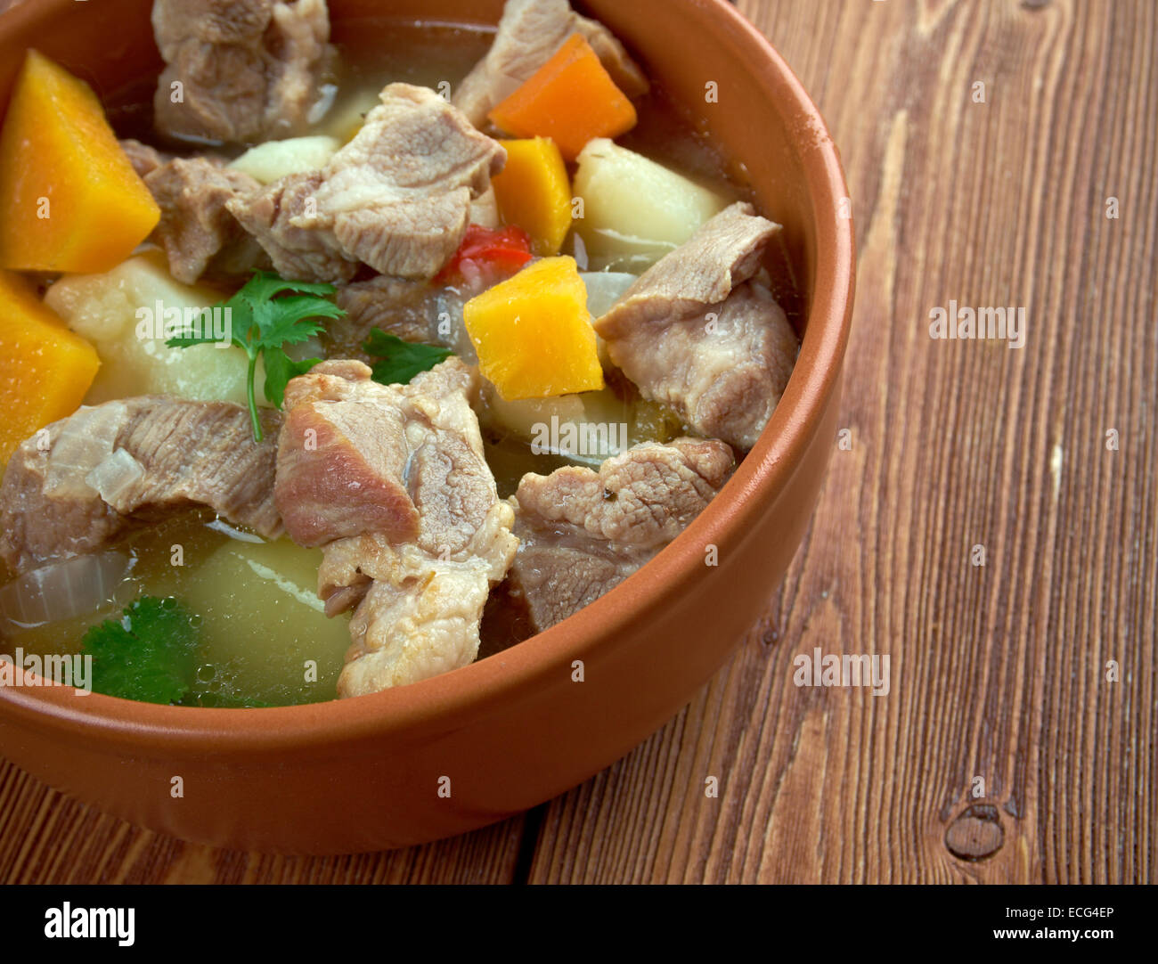 Cawl - Welsh dish.Wales bacon or beef with potatoes, swedes, carrots ...