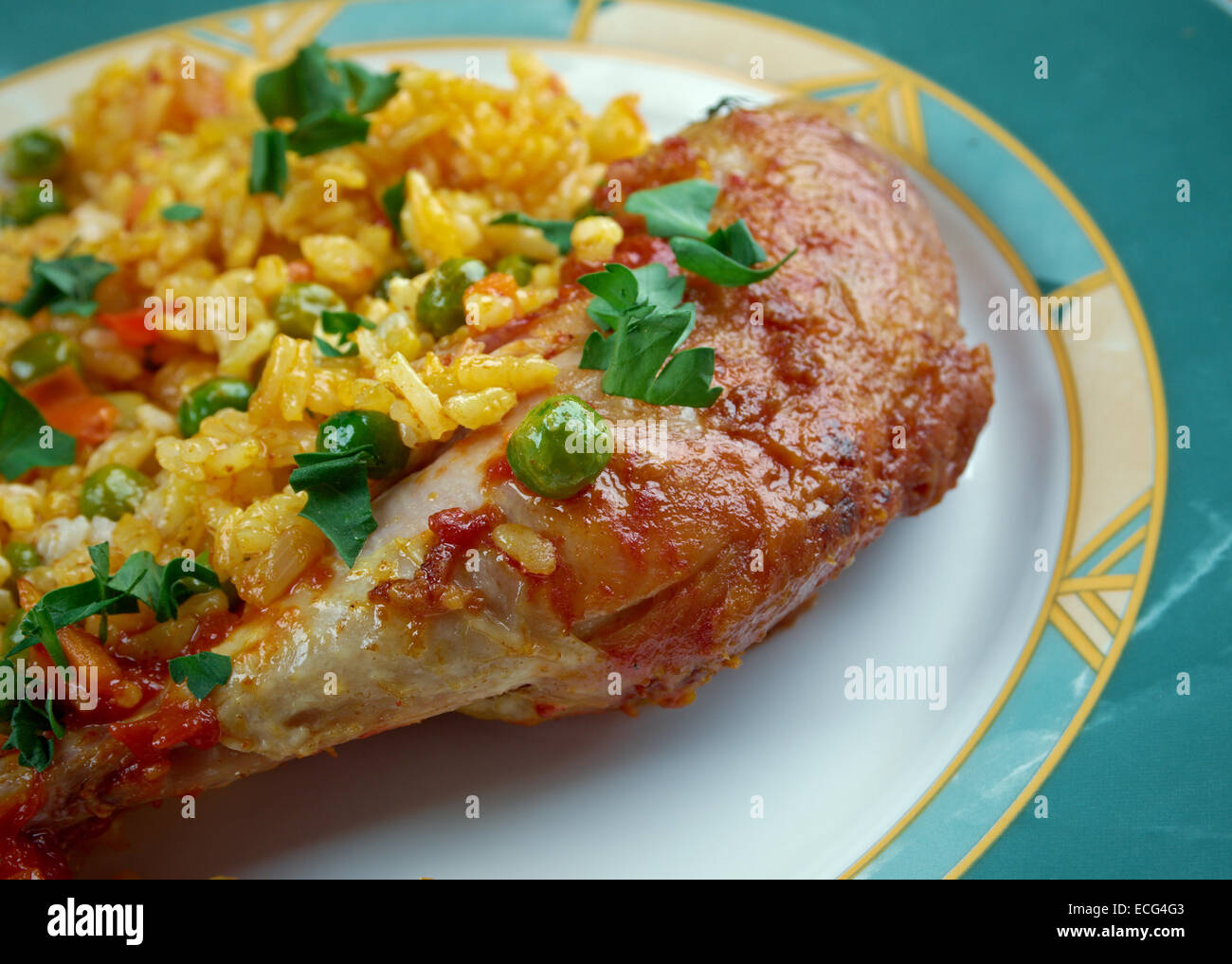 Galinhada - stew chicken, typical Brazilian dish. rice made with ...