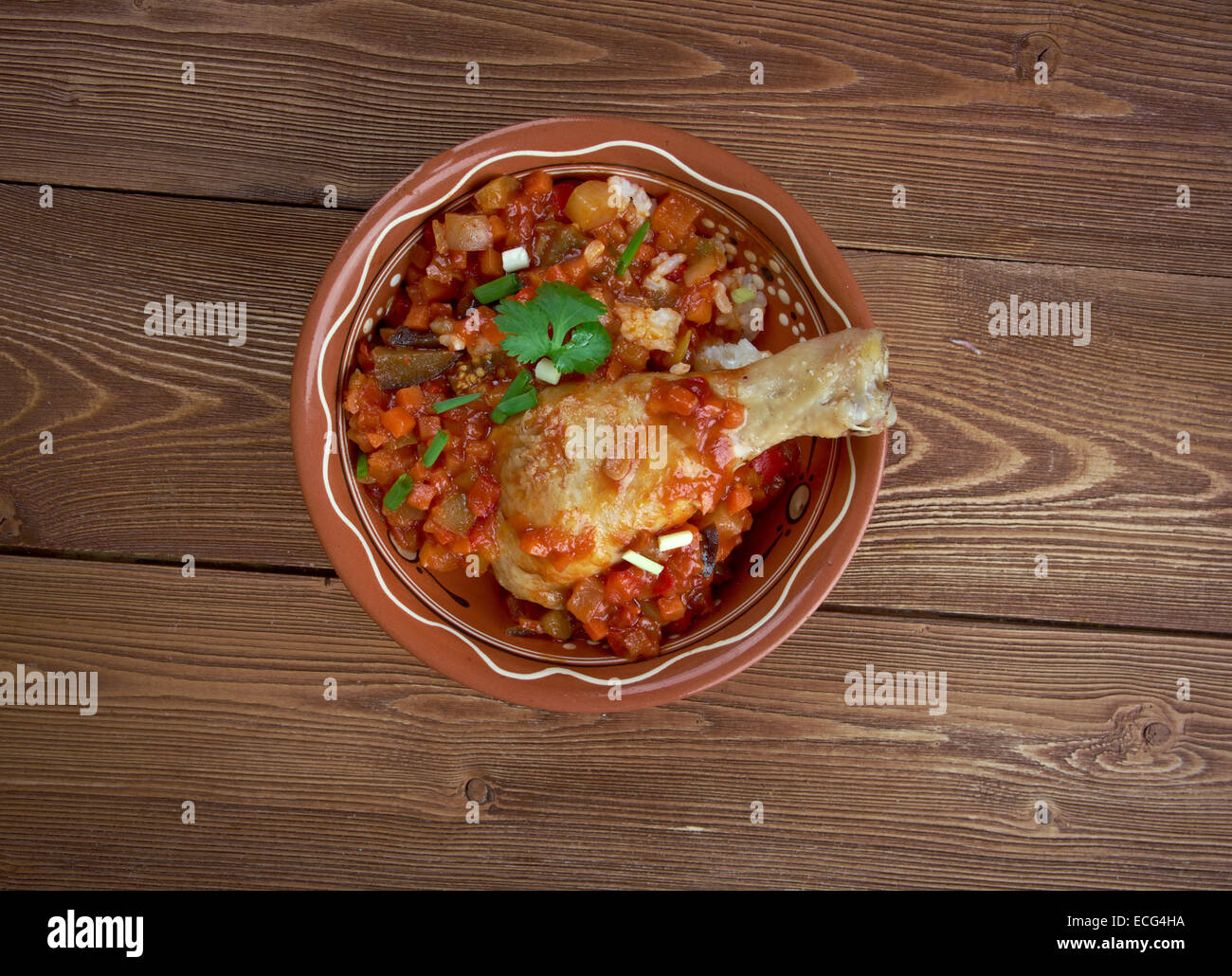 Kedjenou poulet - spicy stew with chicken and vegetables.traditional ...