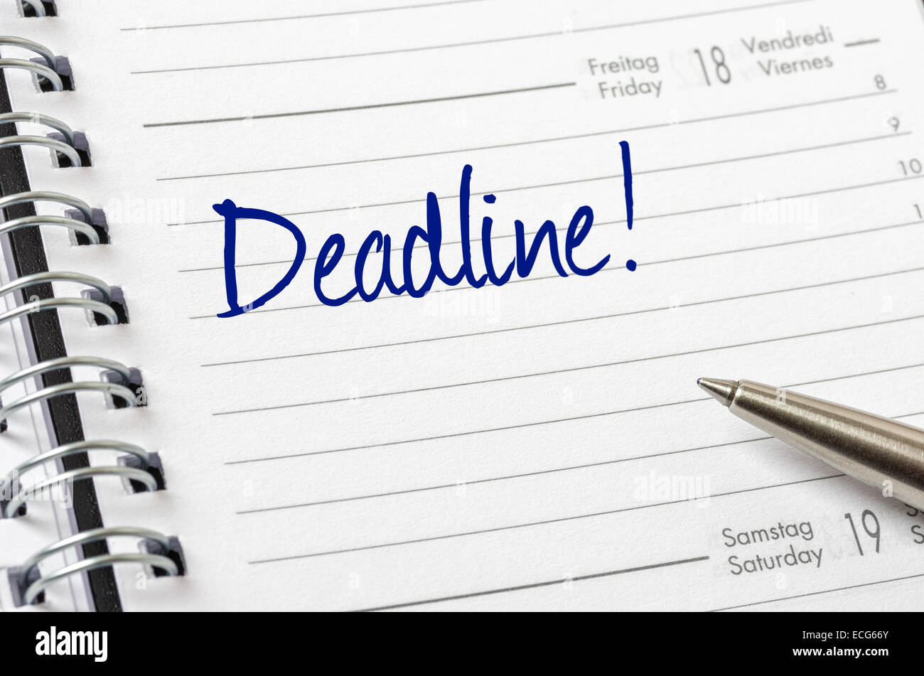 Deadline written on a calendar page Stock Photo - Alamy