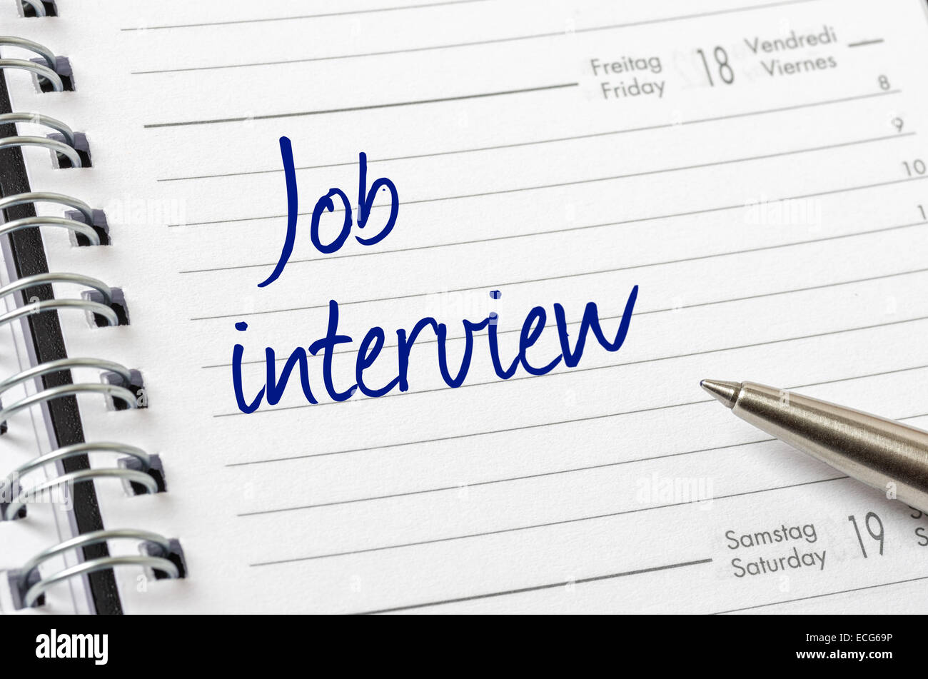 Job interview written on a calendar page Stock Photo - Alamy